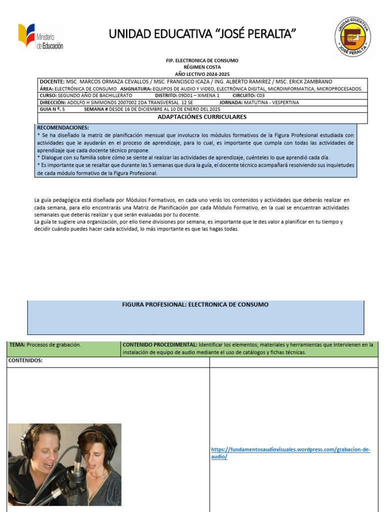 Guia Tecnica Mensual p5 Adaptado 2do. A1-A2 | PDF | Sistema operativo | Grabación y reproducción ...