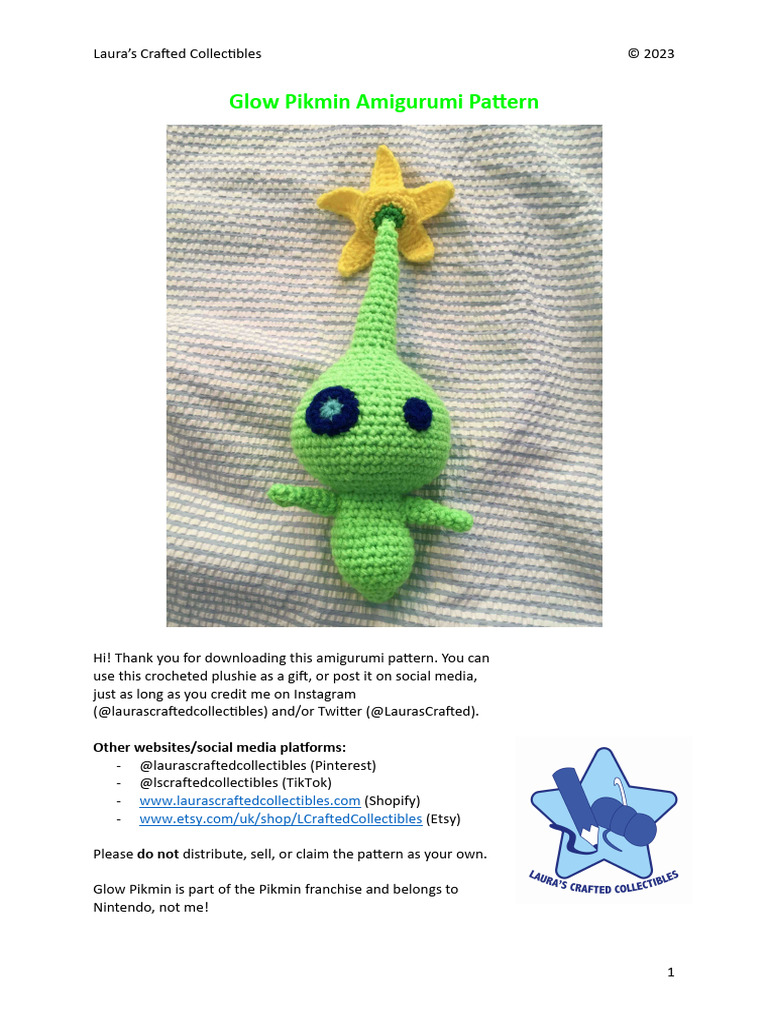 Glow Pikmin Amigurumi Pattern | PDF | Crochet | Folk Art