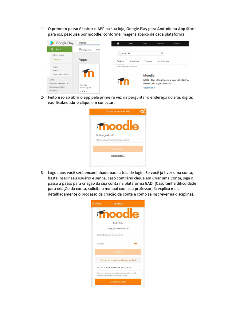 Manual Acesso Moodle APP | PDF