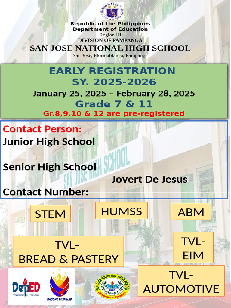 Early Registration for SY 2025-2026 | PDF