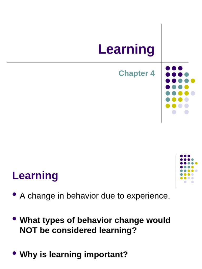 Griggs, Chapter 4 - Unit 3 Lecture | PDF | Classical Conditioning | Reinforcement