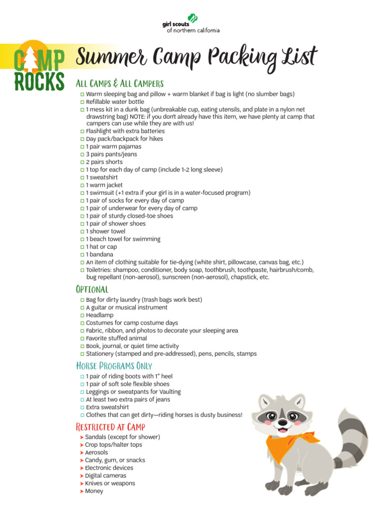 summer-camp-packing-list | PDF