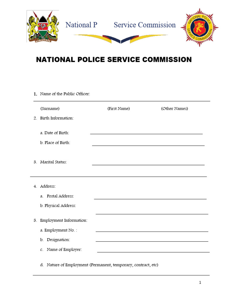NPSC Wealth Declaration Form | PDF