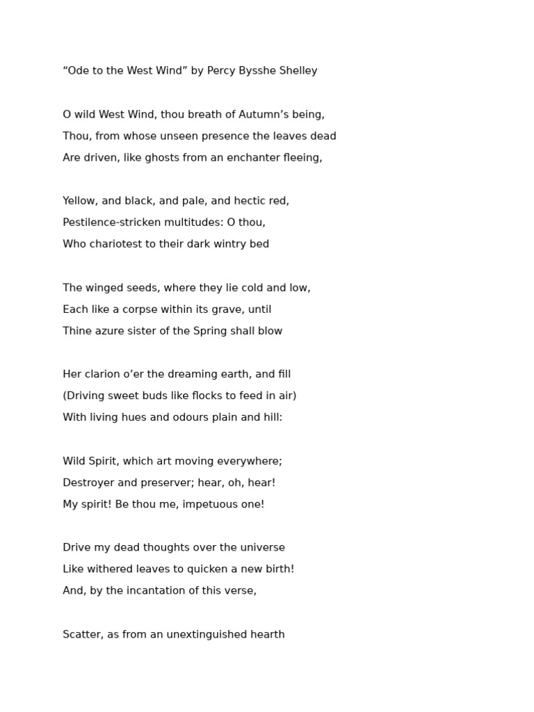 Ode to the West Wind Analysis | PDF