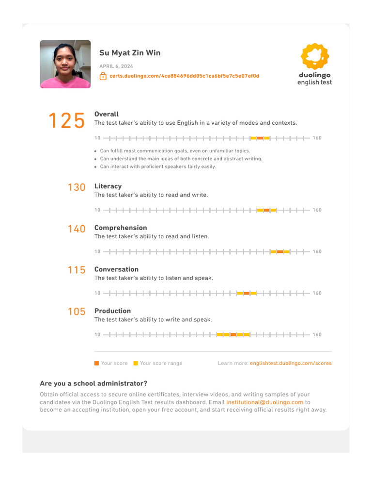 Duolingo English Test Results Overview | PDF