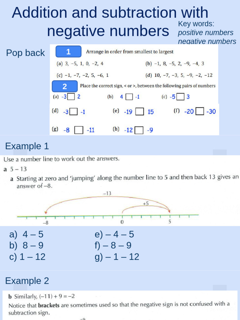04 - Addition and Subtraction With Negative Numbers | PDF