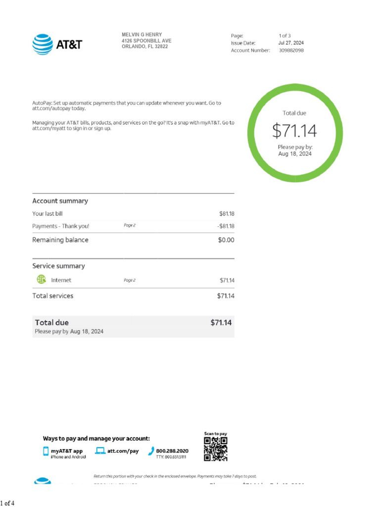 Melvin Phone Bill | PDF