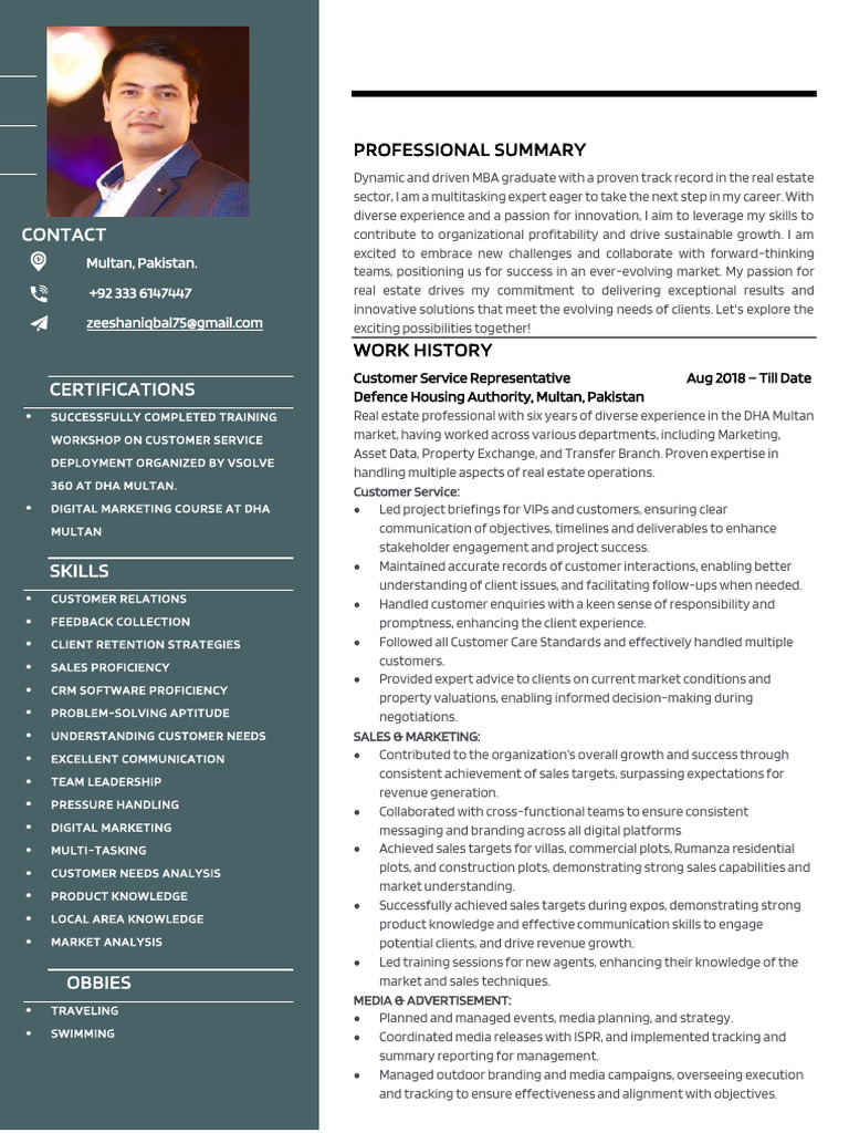 Zeeshan CV v1 | PDF | Sales | Customer Relationship Management