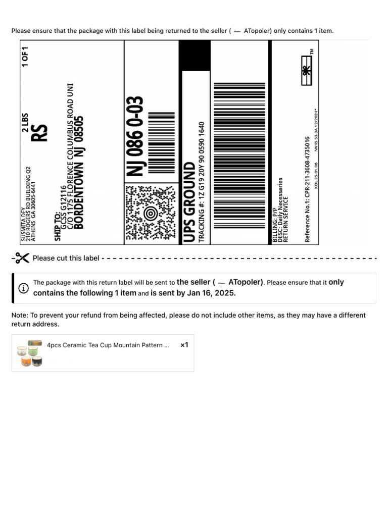Temu Return Label Instructions | PDF