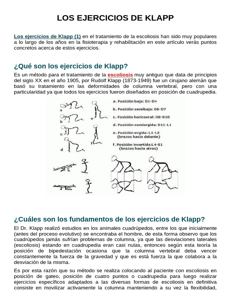 LOS EJERCICIOS DE KLAPP | PDF | La columna vertebral | Escoliosis