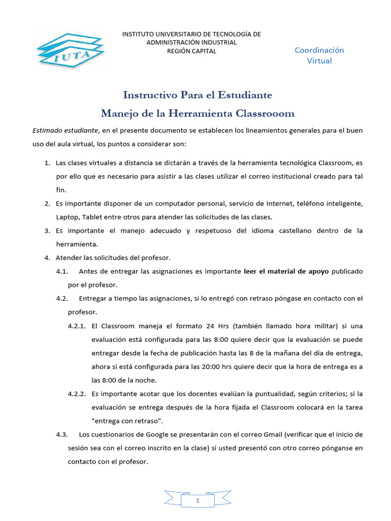 INSTRUCTIVO CLASSROOM | PDF | Informática