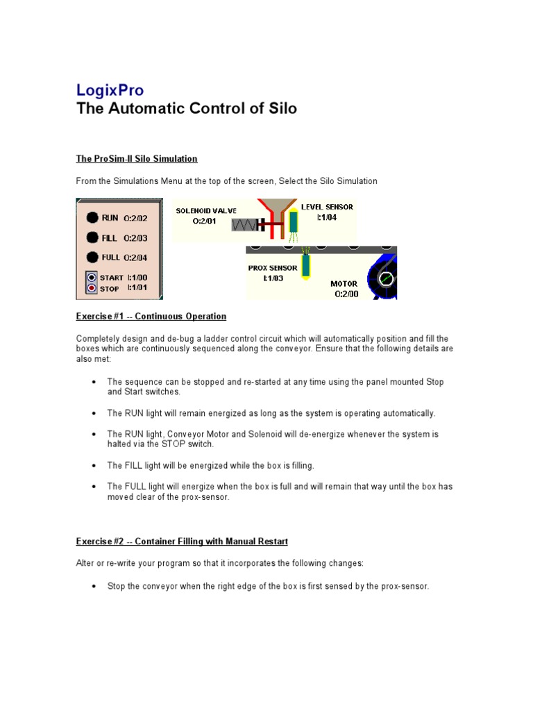LogixPro - Lab 4 - Control of Silo | PDF | Switch | Equipment