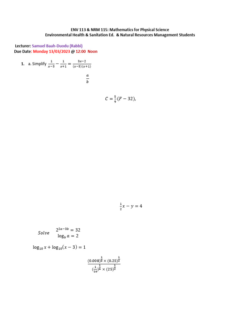 Envir-NatSci-Ass2023 | PDF | Mathematical Objects | Mathematics