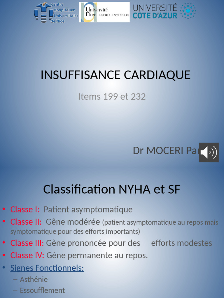 Insuffisance Cardiaque : Classification et Traitement | PDF