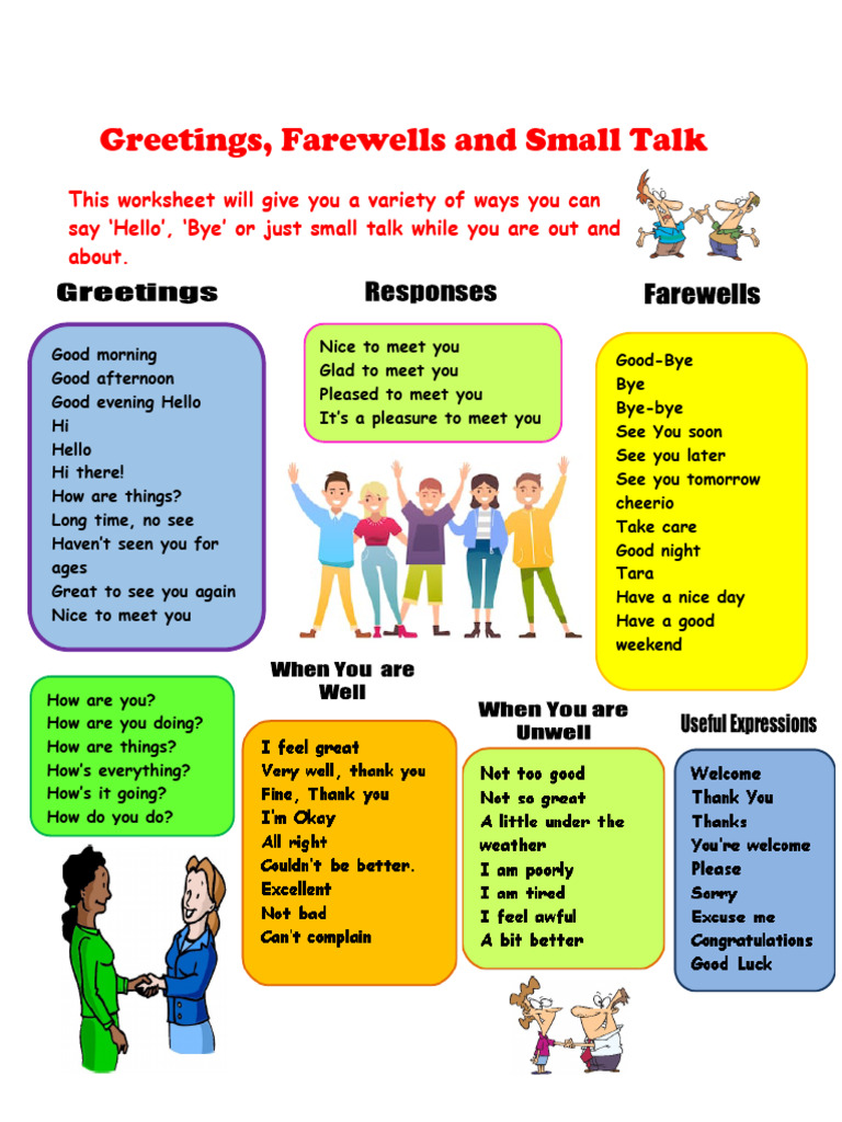 Greetings and Farewells Worksheet | PDF