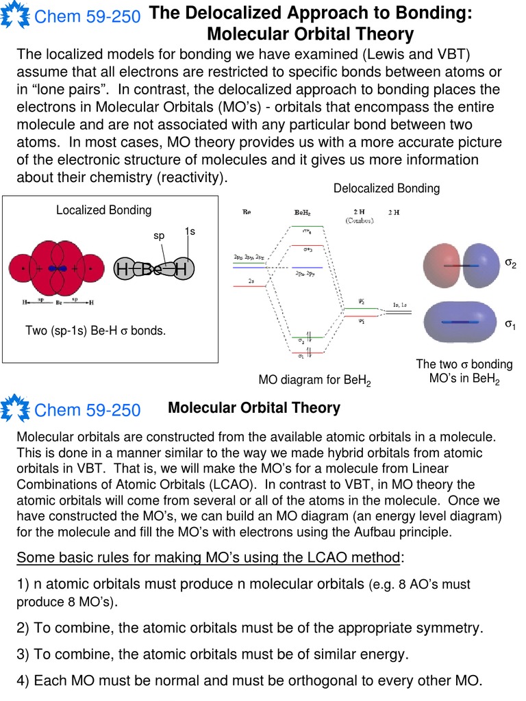 Chem 59-250 - The Delocalized Approach To Bonding: Molecular Orbital Theory | PDF | Molecular ...