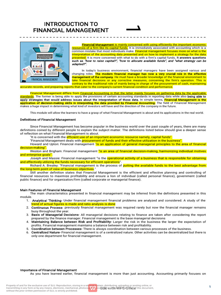 Module 1 Introduction To Financial Management - Posting | PDF | Equity ...