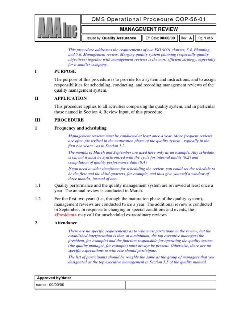 ISO 9001 Management Review Procedure | PDF | Quality Management System ...