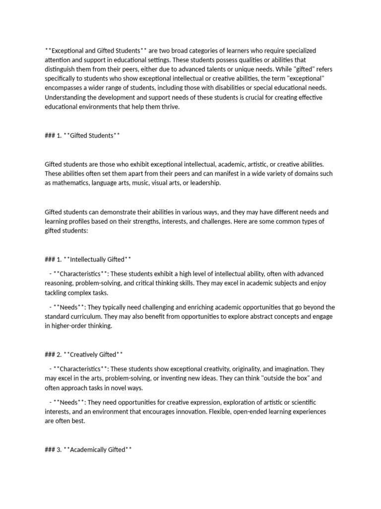 MAED 001 REPORTING Exceptional and Gifted Students | PDF | Gifted Education | Individualized ...