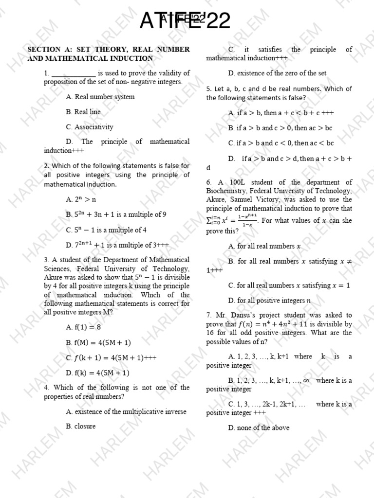 MTS 101 PLUS - COMBINED PAST QUESTIONS-123 | PDF | Real Number | Numbers