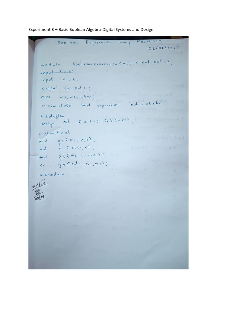 Experiment 3 Basic Boolean Algebra | PDF