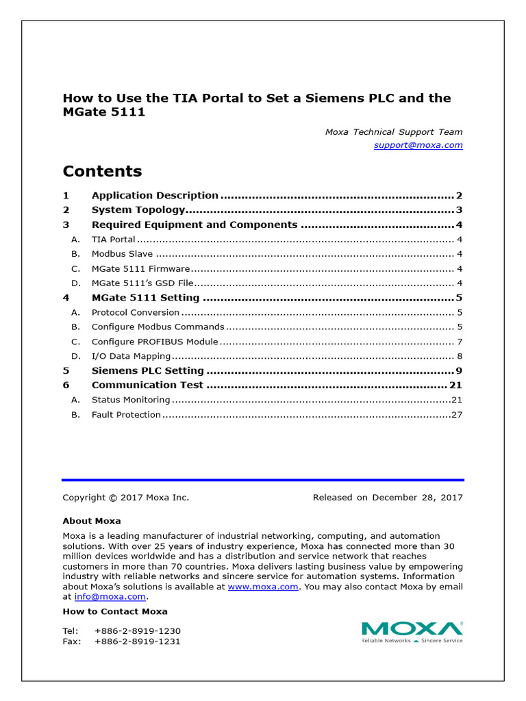 Moxa How To Use The Tia Portal To Set A Siemens PLC and The Mgate 5111 Tech Note v1.0 | PDF ...