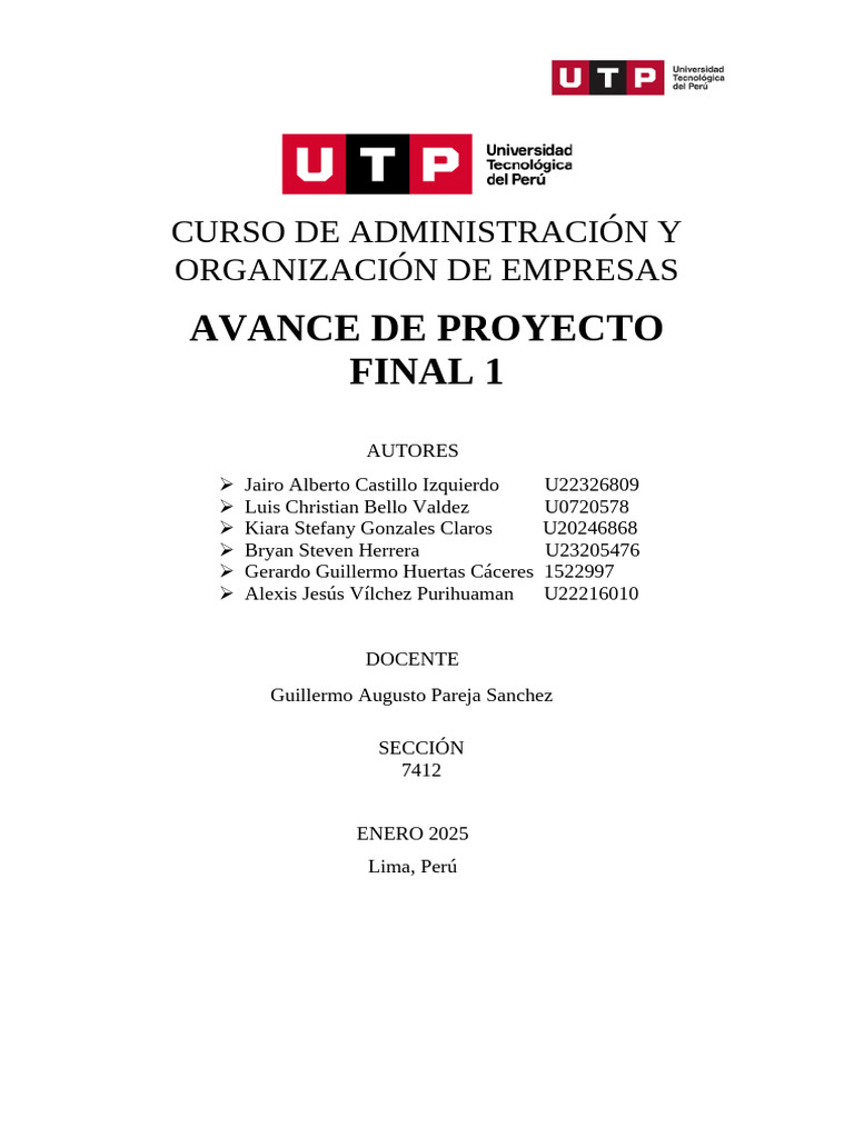 Avance Del Proyecto Final1 - Administración | PDF | Sustentabilidad | Inclusión financiera
