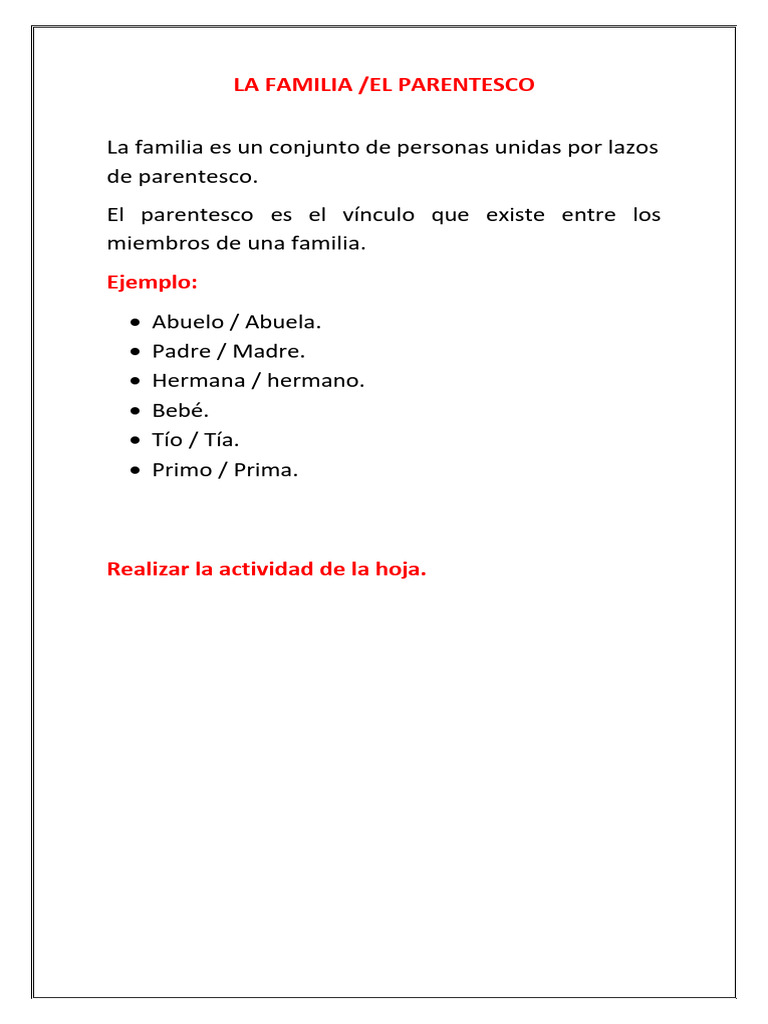 Parentesco Familiar para Niños | PDF