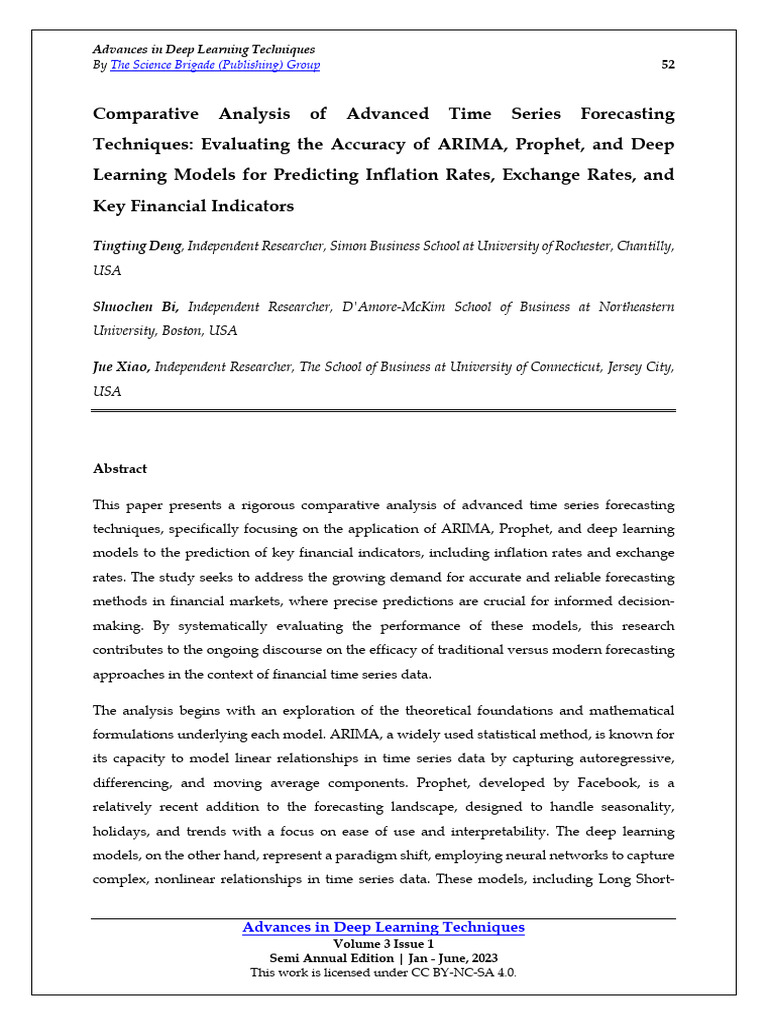 Comparative Analysis of Advanced Time Series Forecasting Techniques | PDF | Autoregressive ...