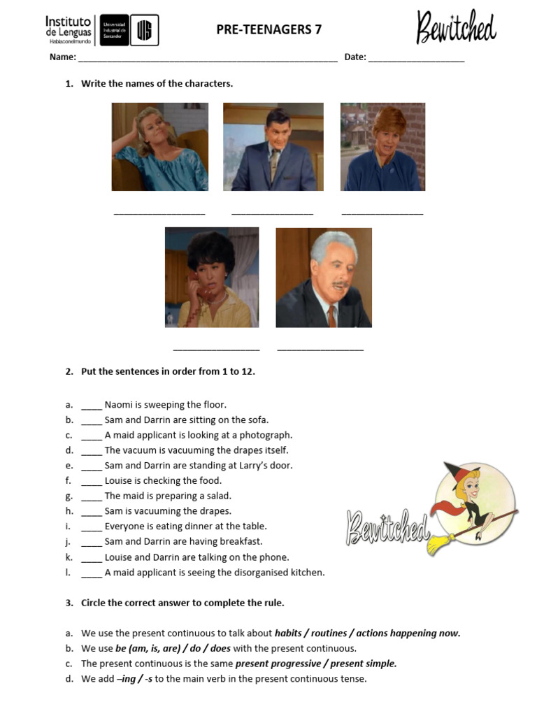 Bewitched Chores Present Continuous | PDF