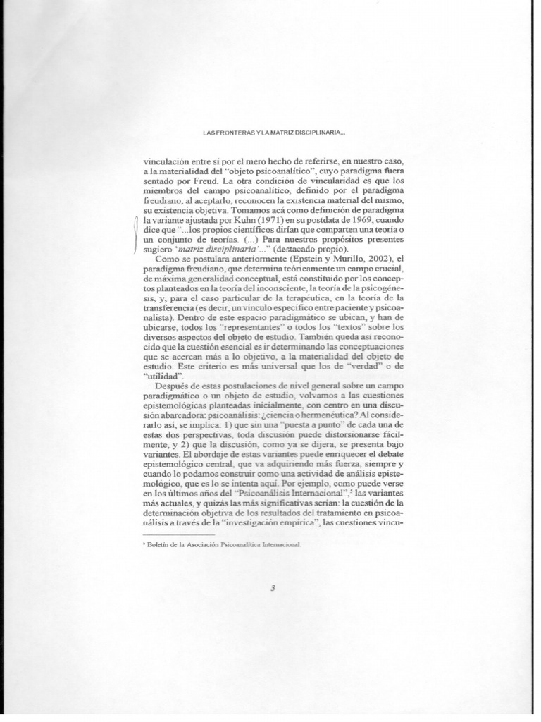 Las Fronteras y La Matriz Disciplinaria Psicoanalítica. Análisis ...