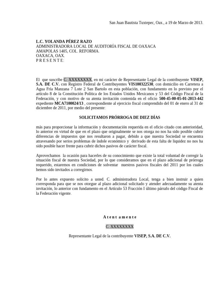 Solicitud de Prorroga | PDF