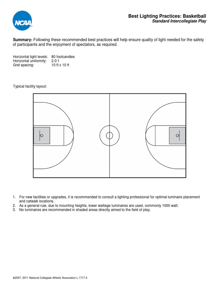 Best Lighting Practices for Basketball | PDF