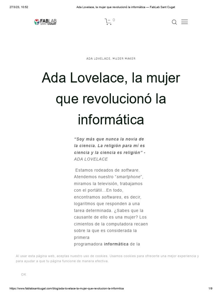 Ada Lovelace, La Mujer Que Revolucionó La Informática - FabLab Sant ...