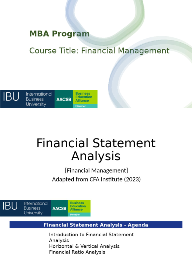 Chapter 3 - Financial Statement Analysis IBU | PDF | Valuation (Finance) | Financial Statement ...