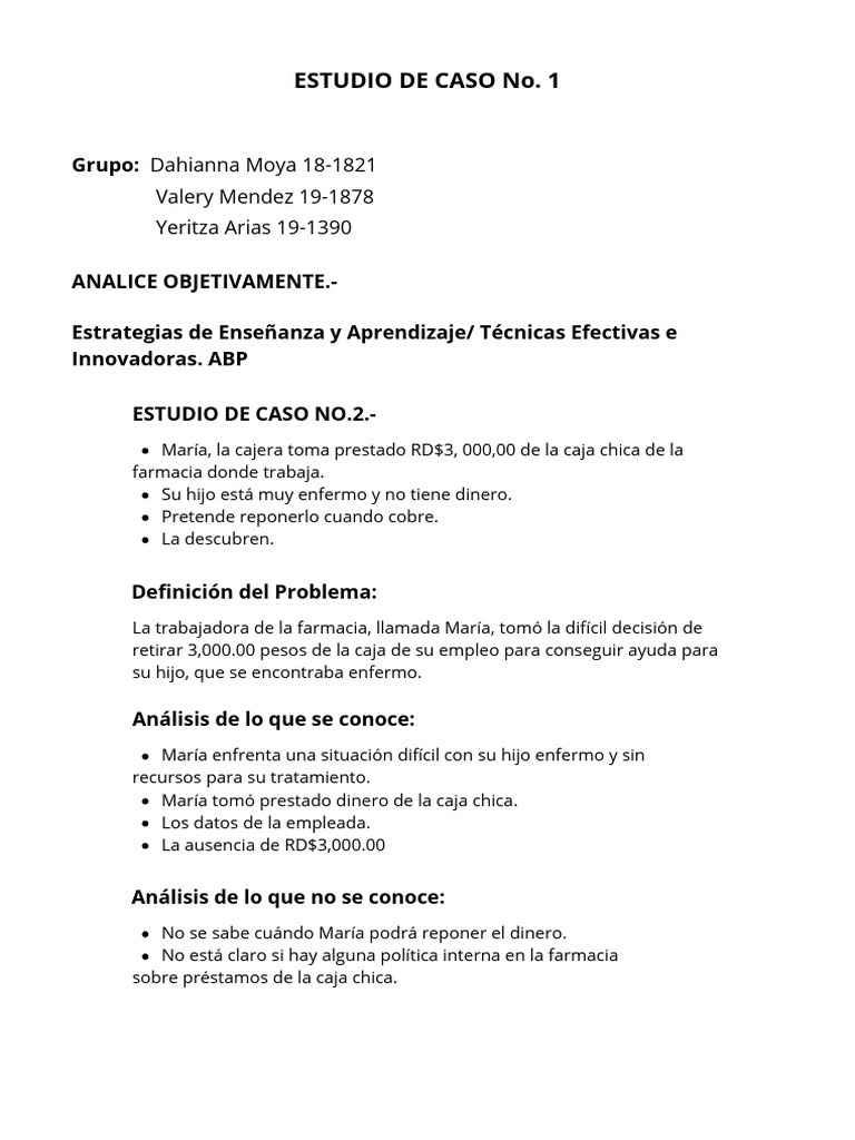 Estudio de Caso No. 1 | PDF
