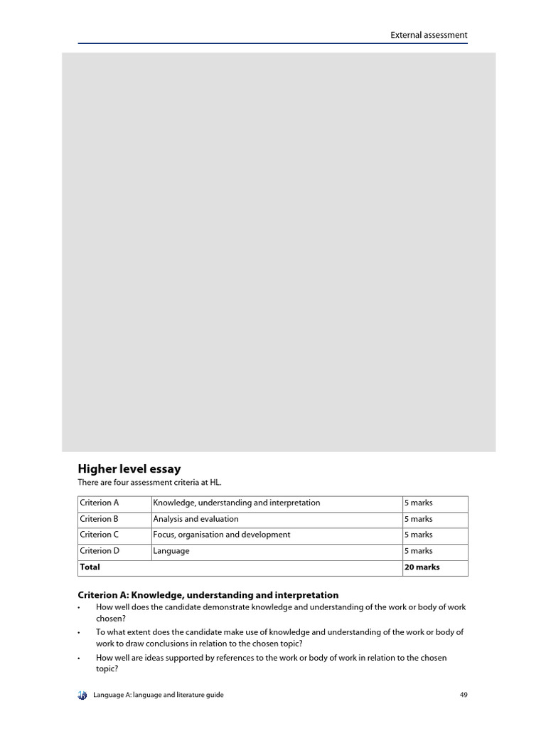 HL Essay Marking Criteria | PDF | Essays | Accuracy And Precision
