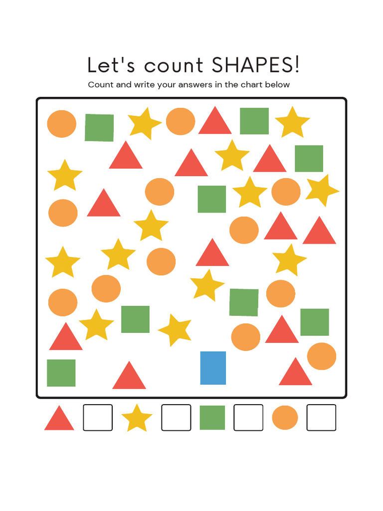 White Colorful Let's Count Shapes Worksheet | PDF