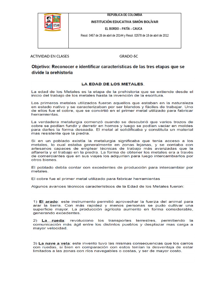 Actividad en Clases Grado 6C | PDF