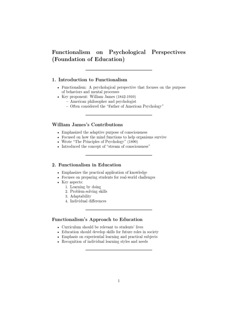 Functionalism Education Presentation | PDF | Learning | Psychology