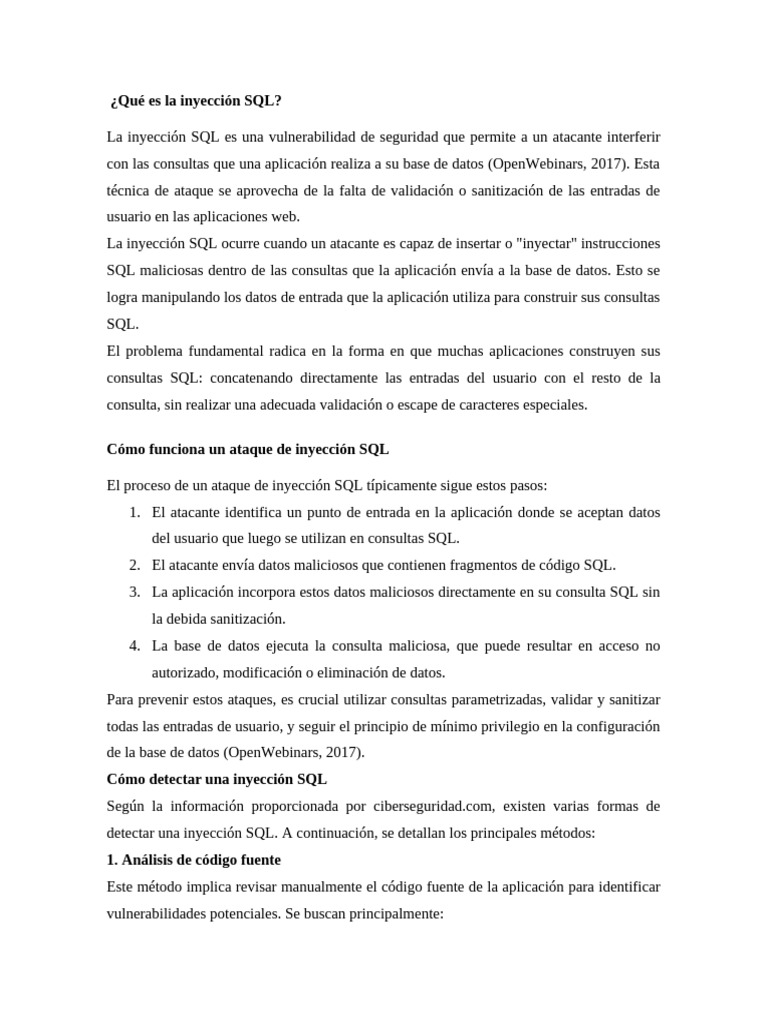 Qué Es La Inyección SQL | PDF | SQL | Contraseña