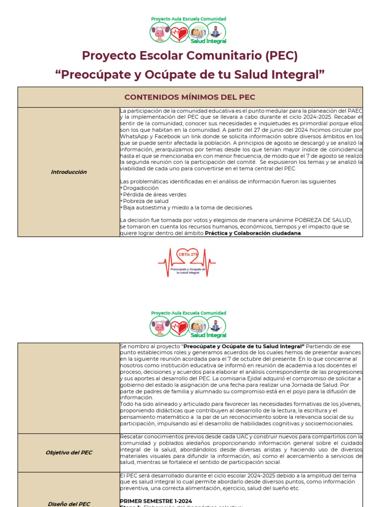 Diseño Del PEC - CBTis279 | PDF | Salón de clases | Maestros