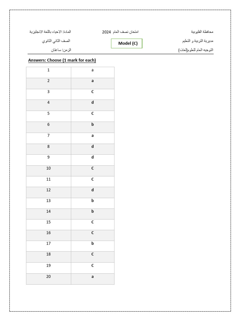 Answer Model C | PDF