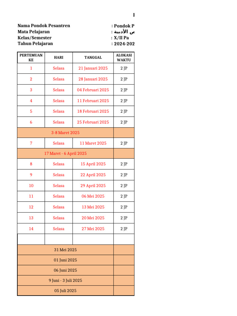 Nusus 4Pa Prosem Genap | PDF