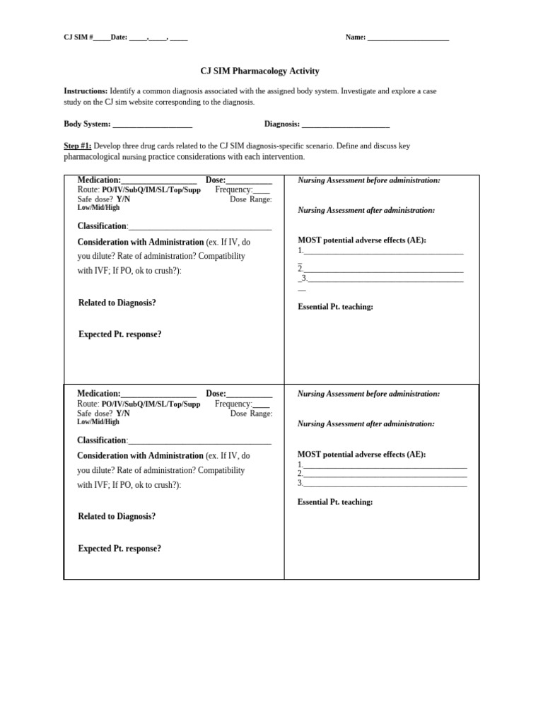 CJ SIM Pharmacology Activity | PDF | Drugs | Medical Specialties