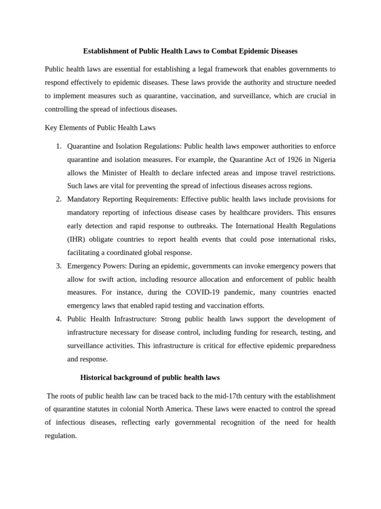 Public Health Laws for Epidemic Control | PDF | Public Health | Sanitation
