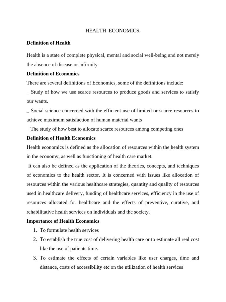 Health Economics Essentials | PDF | Elasticity (Economics) | Demand