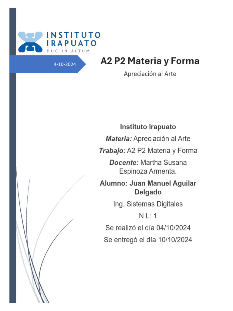 A2 P2 Materia y Forma | PDF