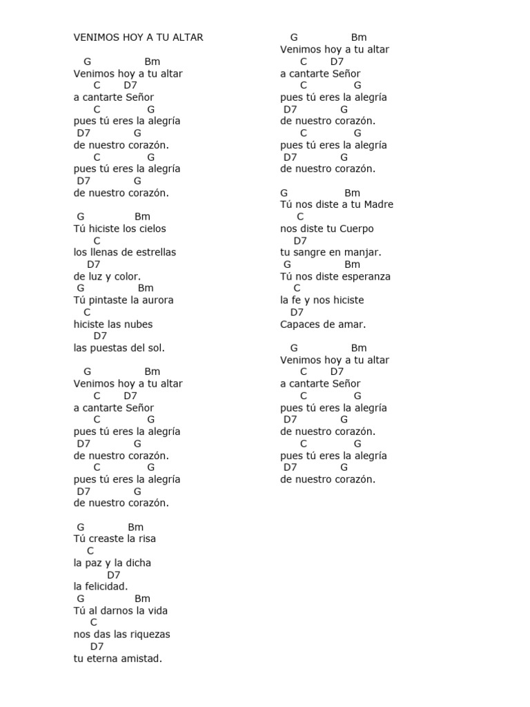 1.venimos Hoy A Tu Altar | PDF