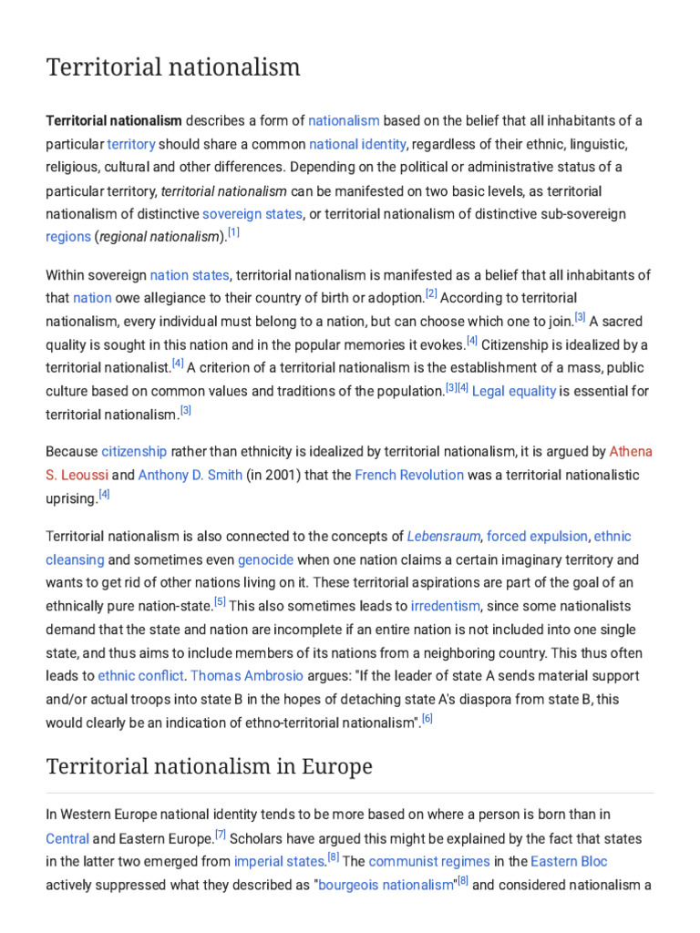 Territorial Nationalism - Wikipedia | PDF | Political Science | Minorities
